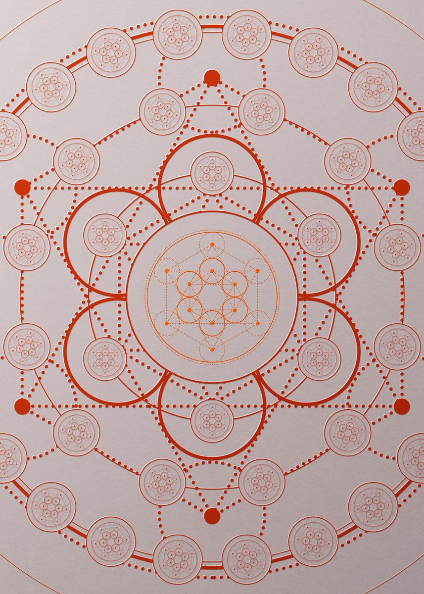 'Red Orange Sacred Geometry' Poster, picture, metal print, paint by ...