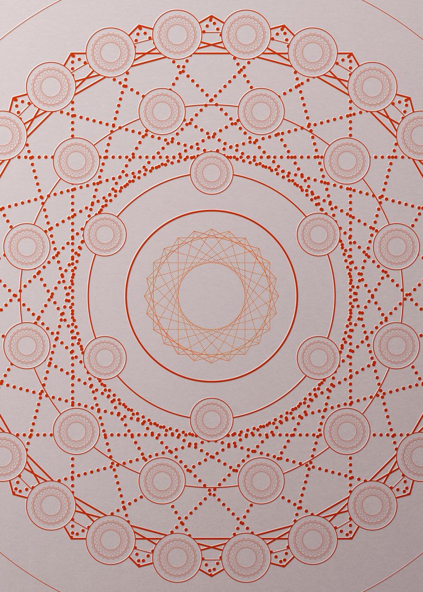 'Red Orange Sacred Geometry' Poster, picture, metal print, paint by ...