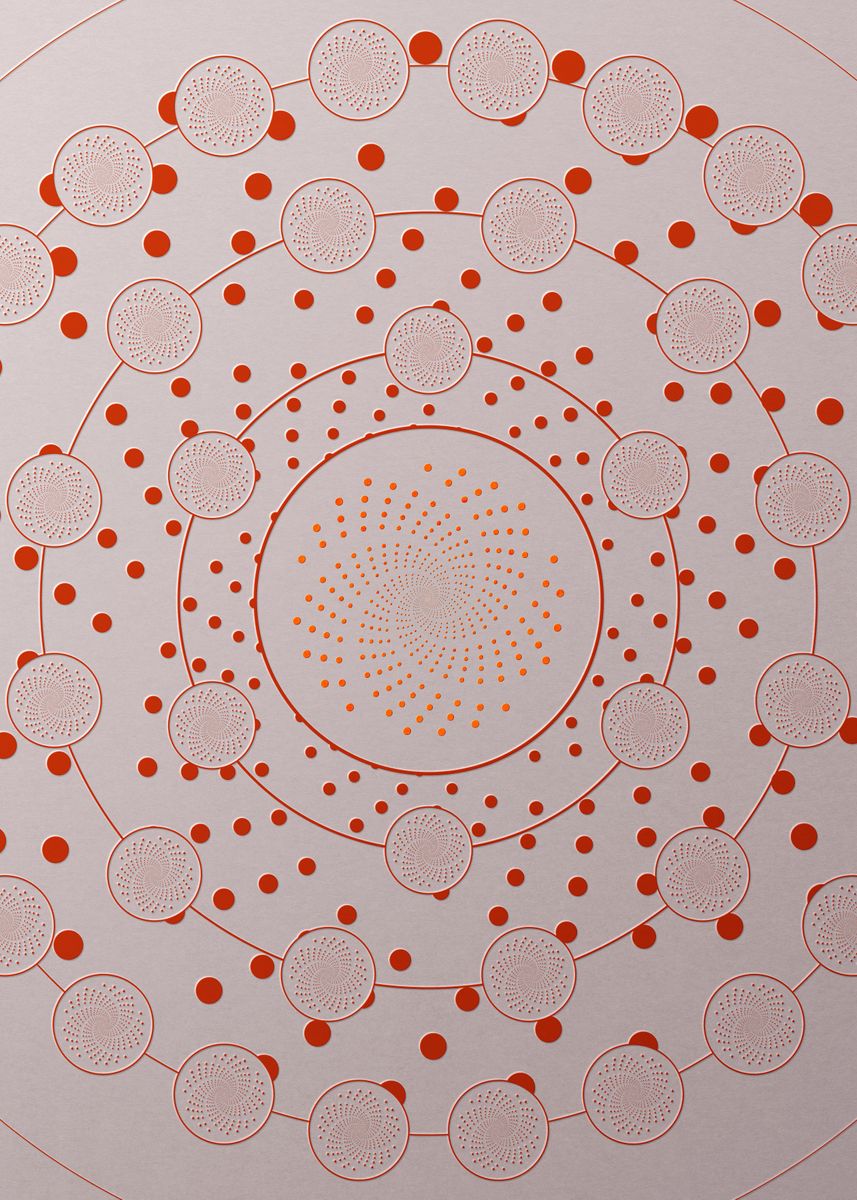 'Red Orange Sacred Geometry' Poster, picture, metal print, paint by ...