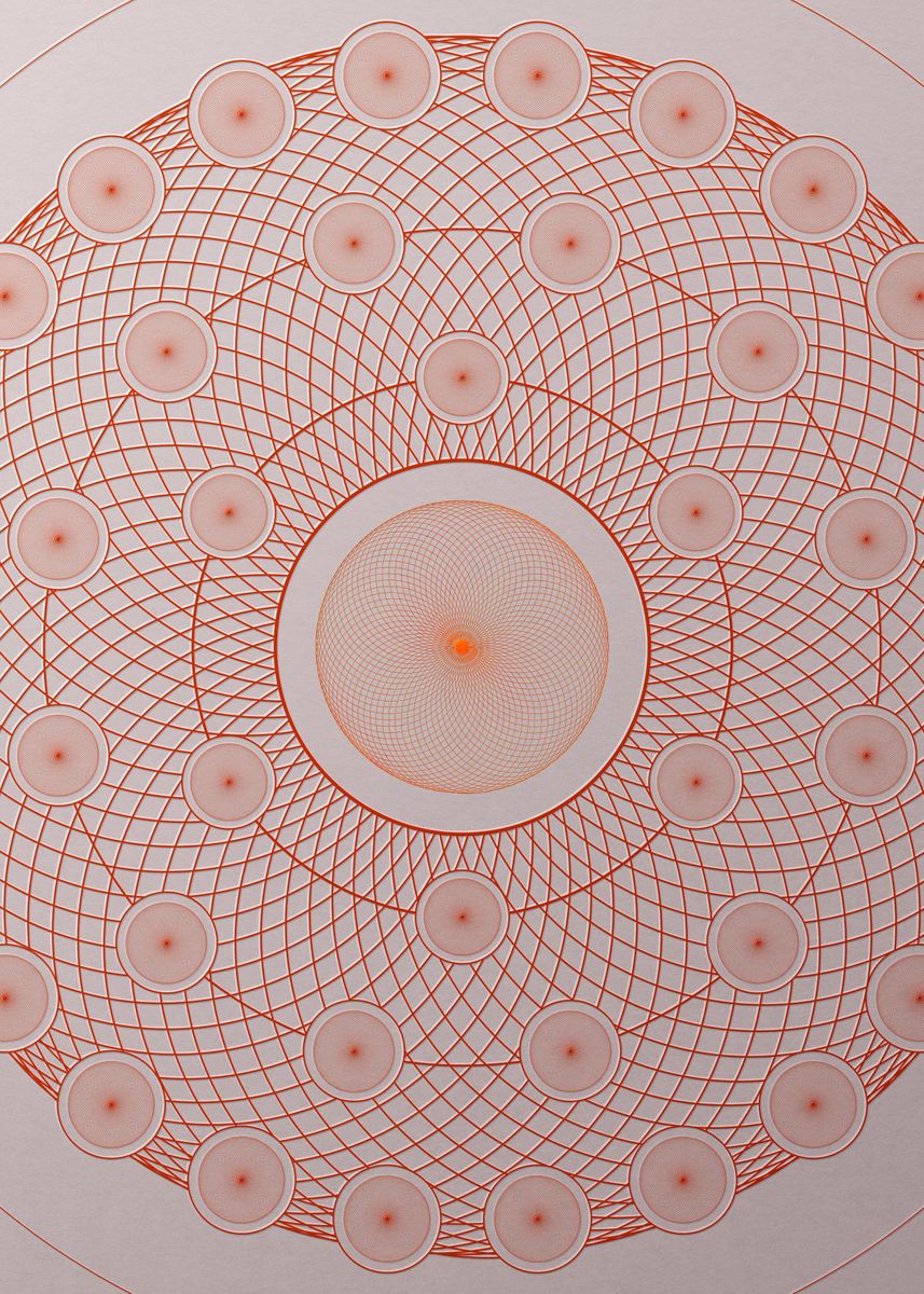 'Red Orange Sacred Geometry' Poster, picture, metal print, paint by ...