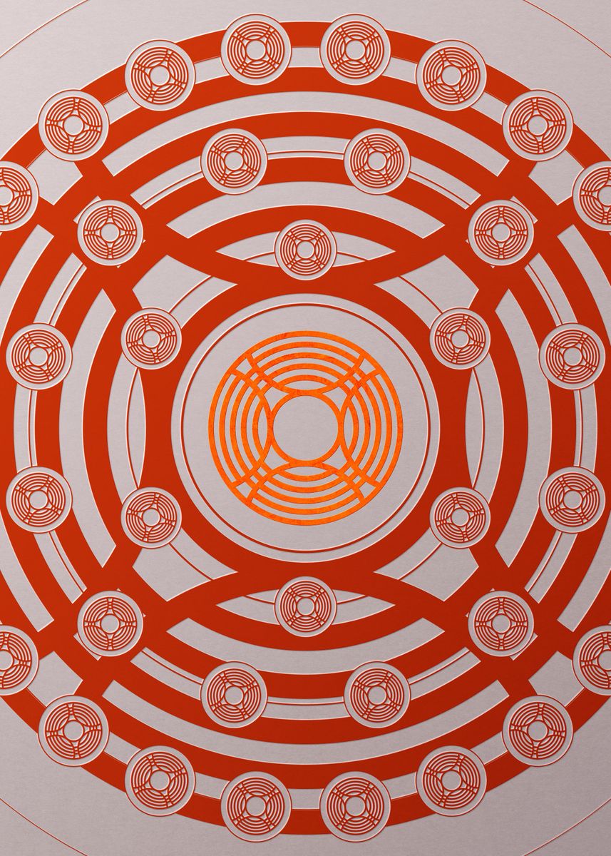 'Red Glyph Mandala Rune Art' Poster, picture, metal print, paint by ...