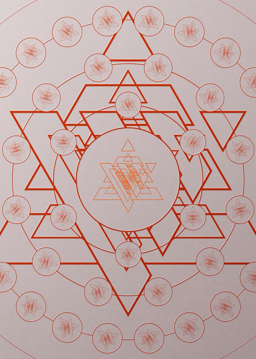 'Red Geometric Glyph Poster' Poster, picture, metal print, paint by ...