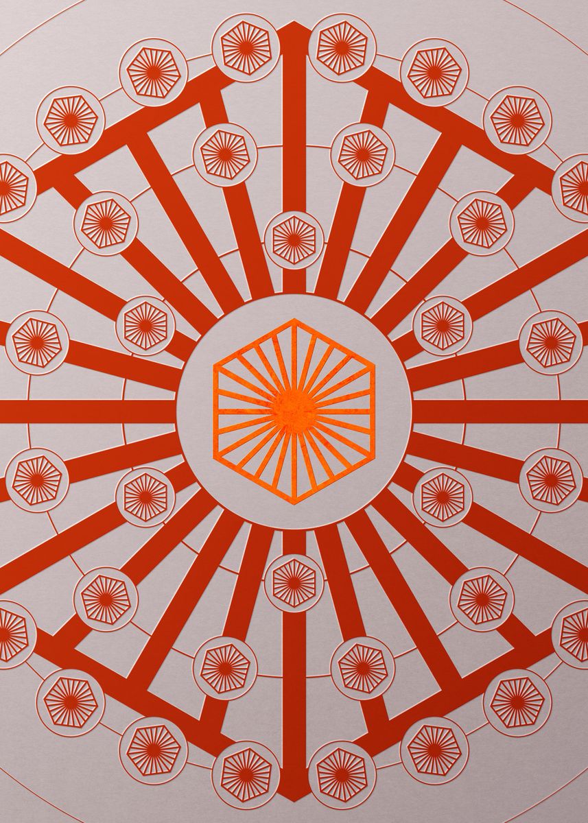 'Red Orange Sacred Geometry' Poster, picture, metal print, paint by ...