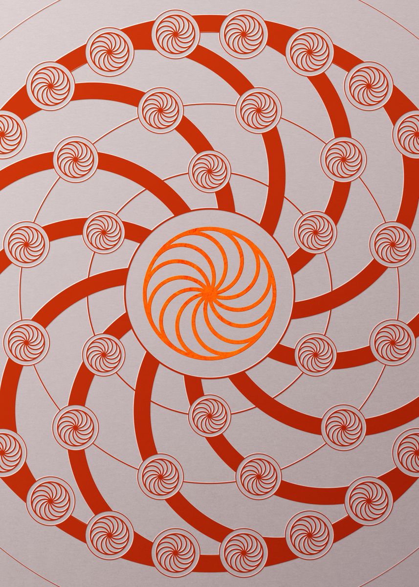 'Red Glyph Mandala Rune Art' Poster by Holy Rock Design | Displate