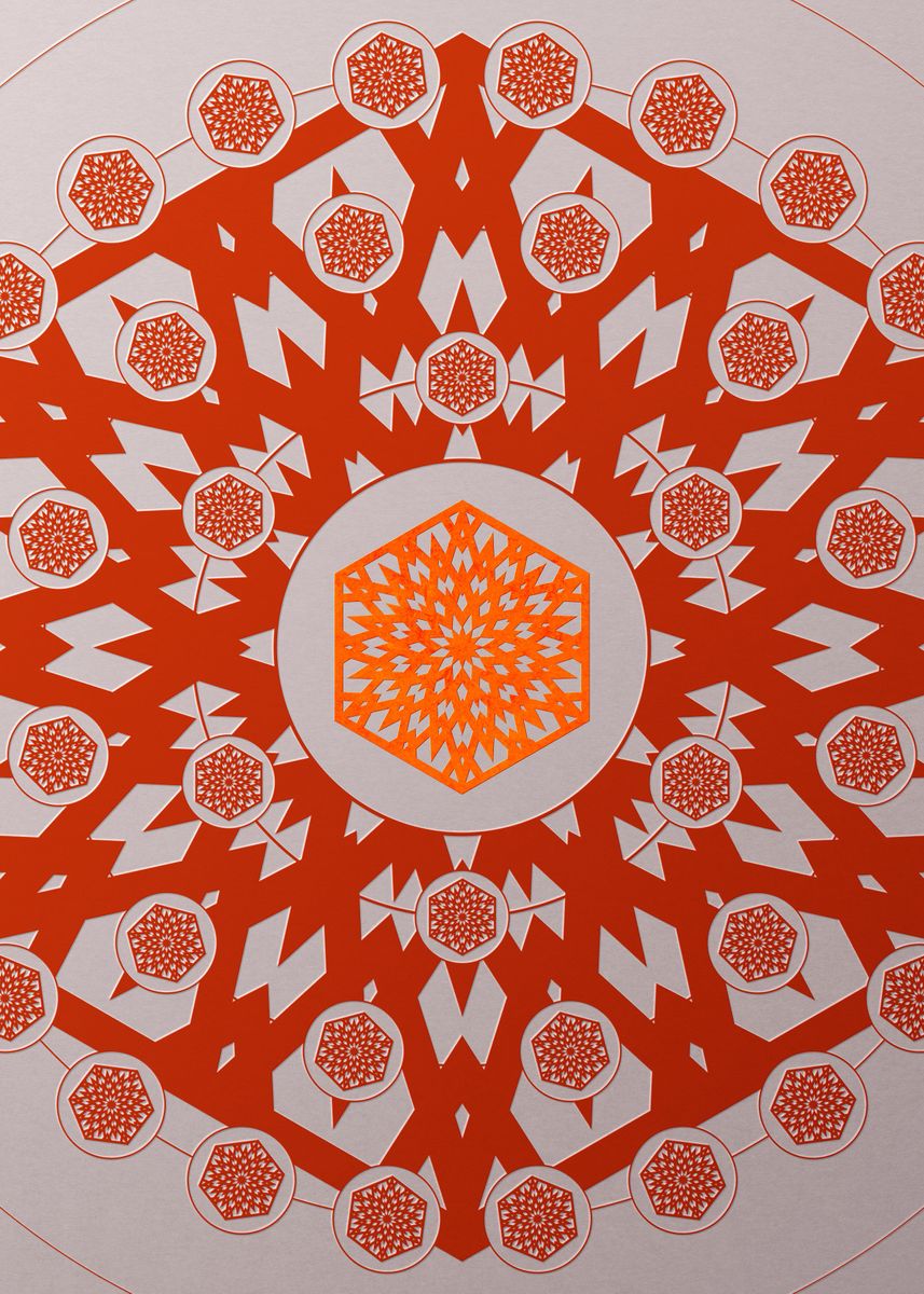 'Red Glyph Mandala Rune Art' Poster, picture, metal print, paint by ...