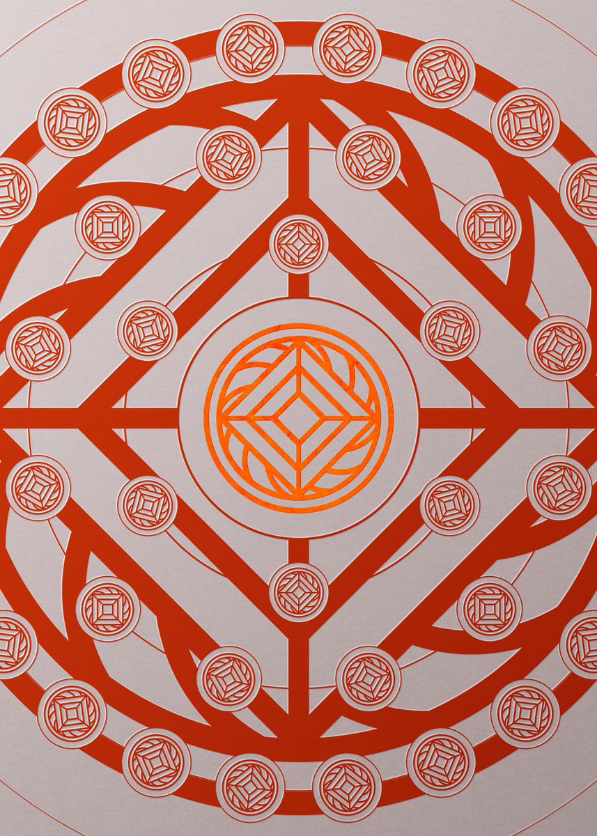 'Red Glyph Mandala Rune Art' Poster, picture, metal print, paint by ...