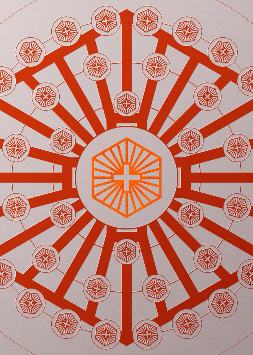 'Red Orange Sacred Geometry' Poster, picture, metal print, paint by ...