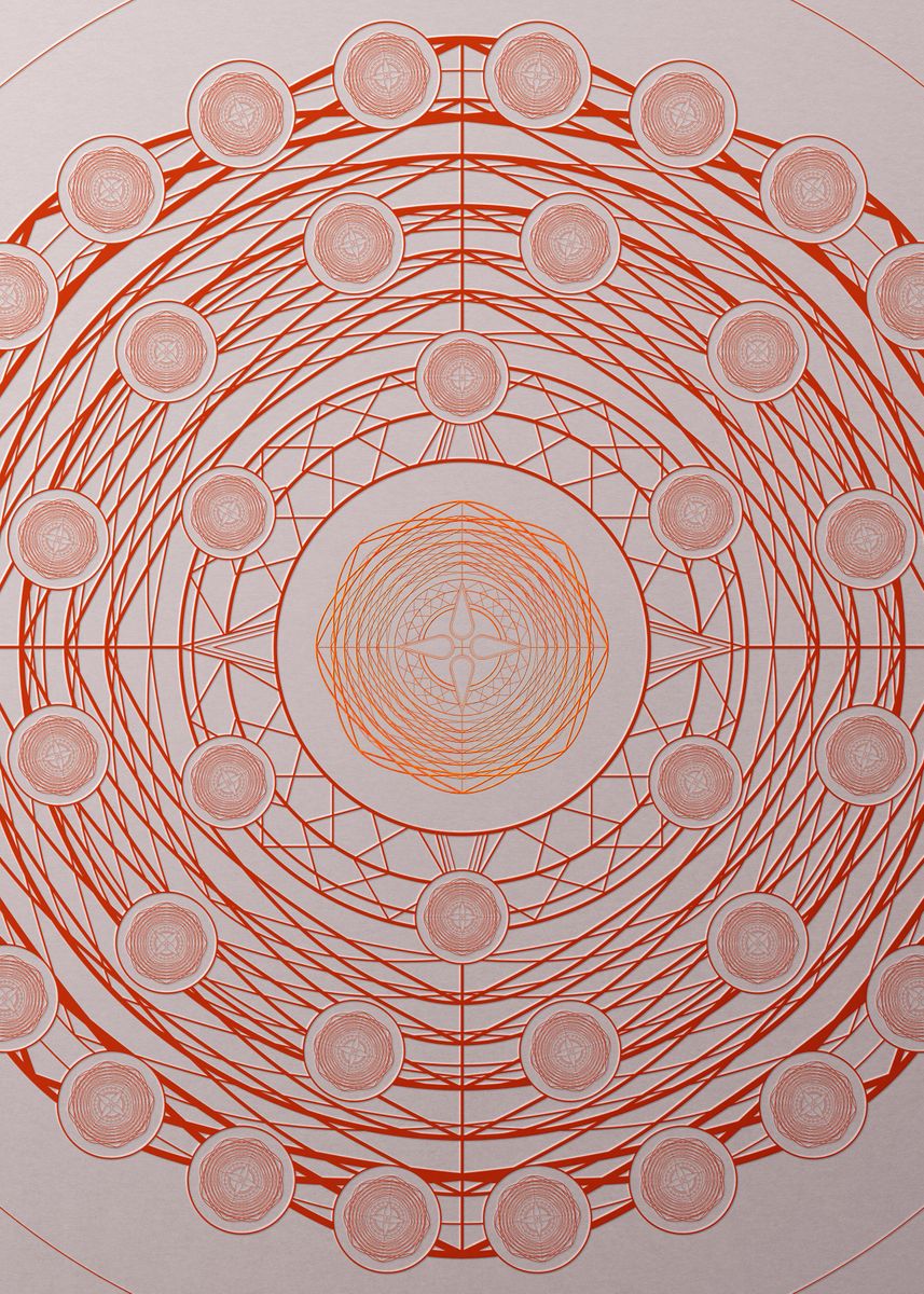 'Red Orange Sacred Geometry' Poster, picture, metal print, paint by ...