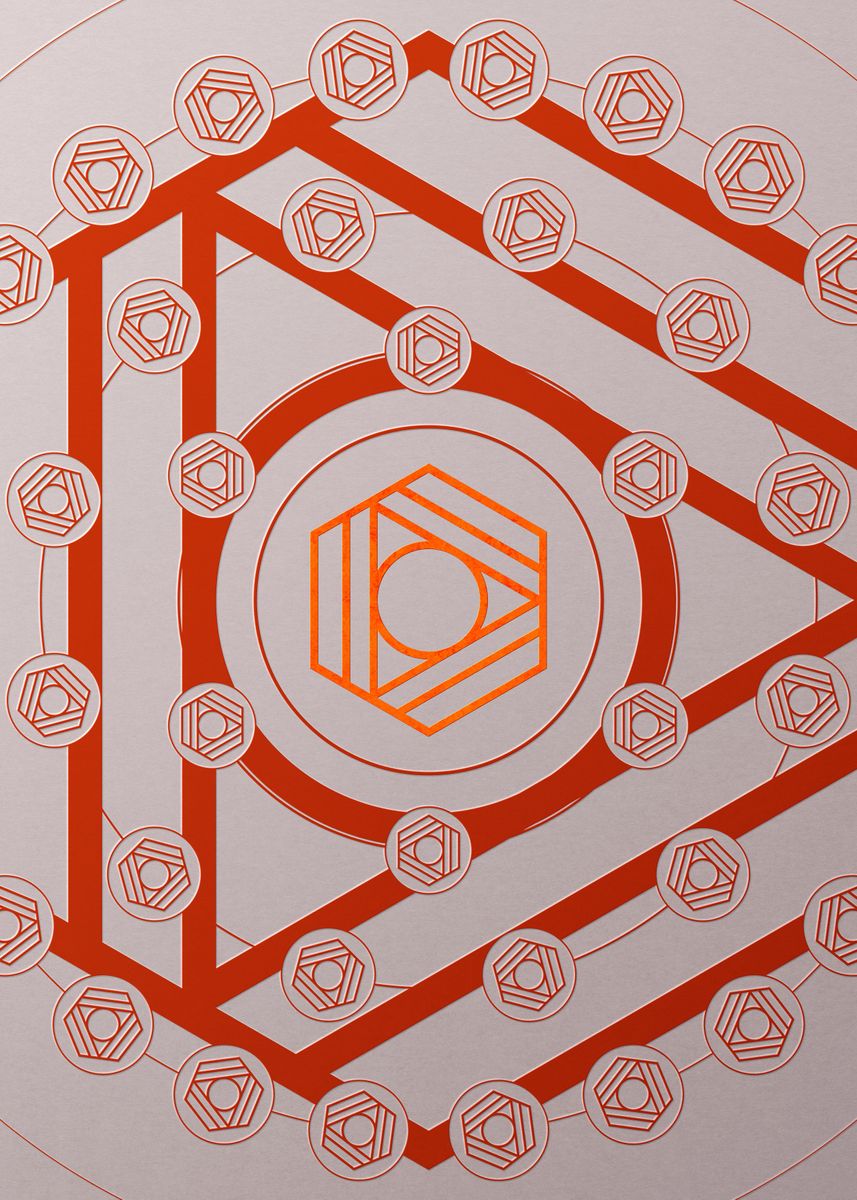 'Red Geometric Glyph Poster' Poster, picture, metal print, paint by ...