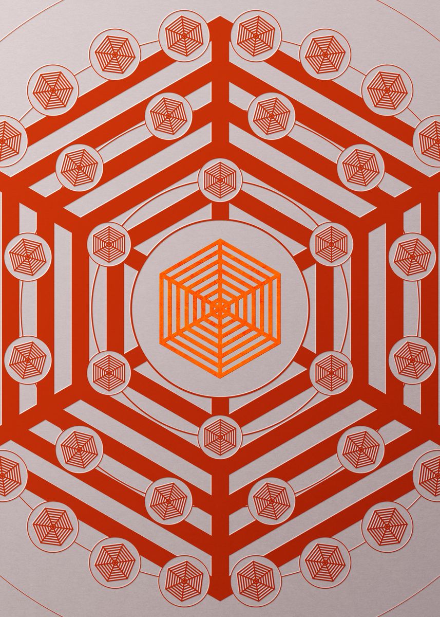 'Red Geometric Glyph Poster' Poster by Holy Rock Design | Displate