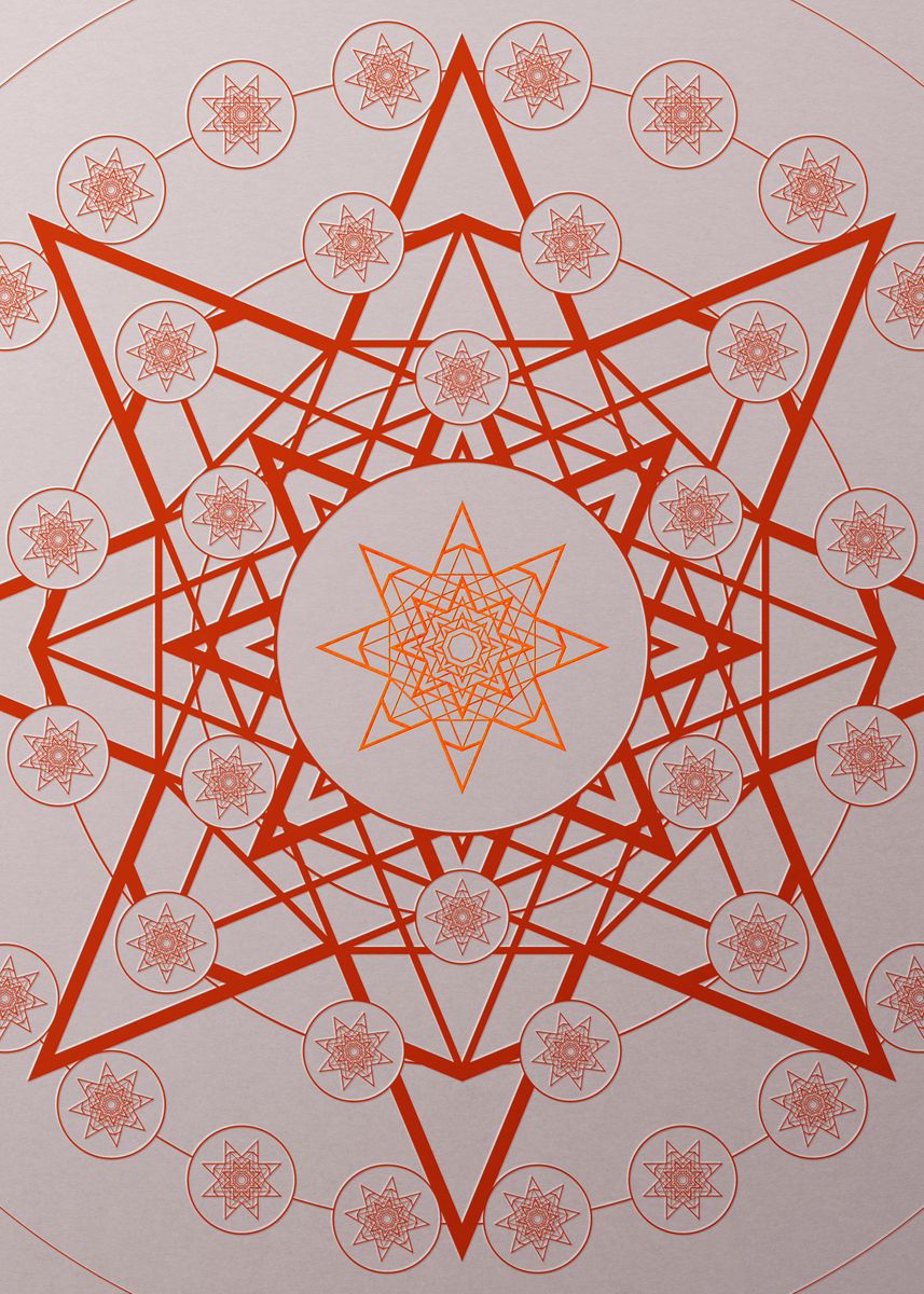 'Red Orange Sacred Geometry' Poster, picture, metal print, paint by ...