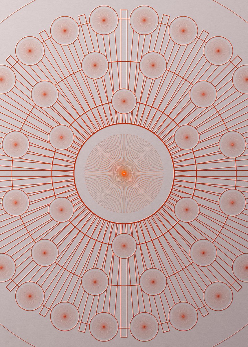 'Red Orange Sacred Geometry' Poster, picture, metal print, paint by ...