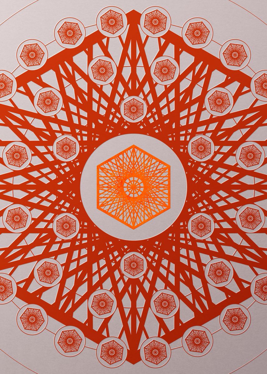 'Red Glyph Mandala Rune Art' Poster by Holy Rock Design | Displate