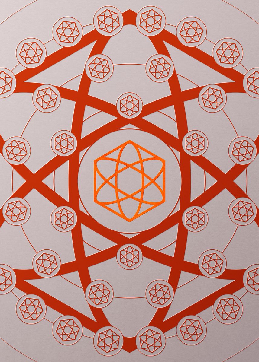'Red Orange Sacred Geometry' Poster, picture, metal print, paint by ...