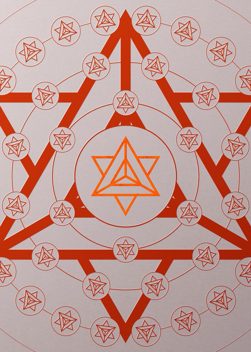 'Red Glyph Mandala Rune Art' Poster by Holy Rock Design | Displate