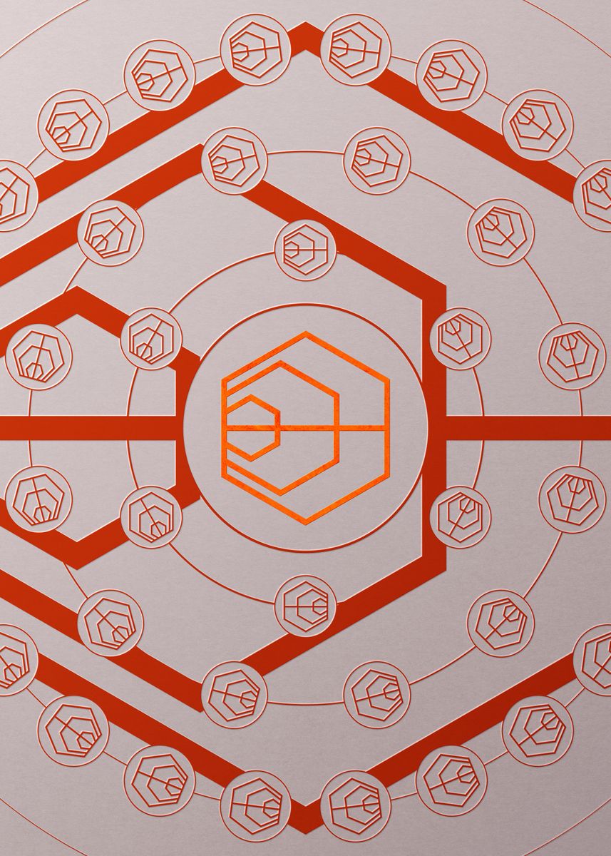 'Red Orange Sacred Geometry' Poster by Holy Rock Design | Displate