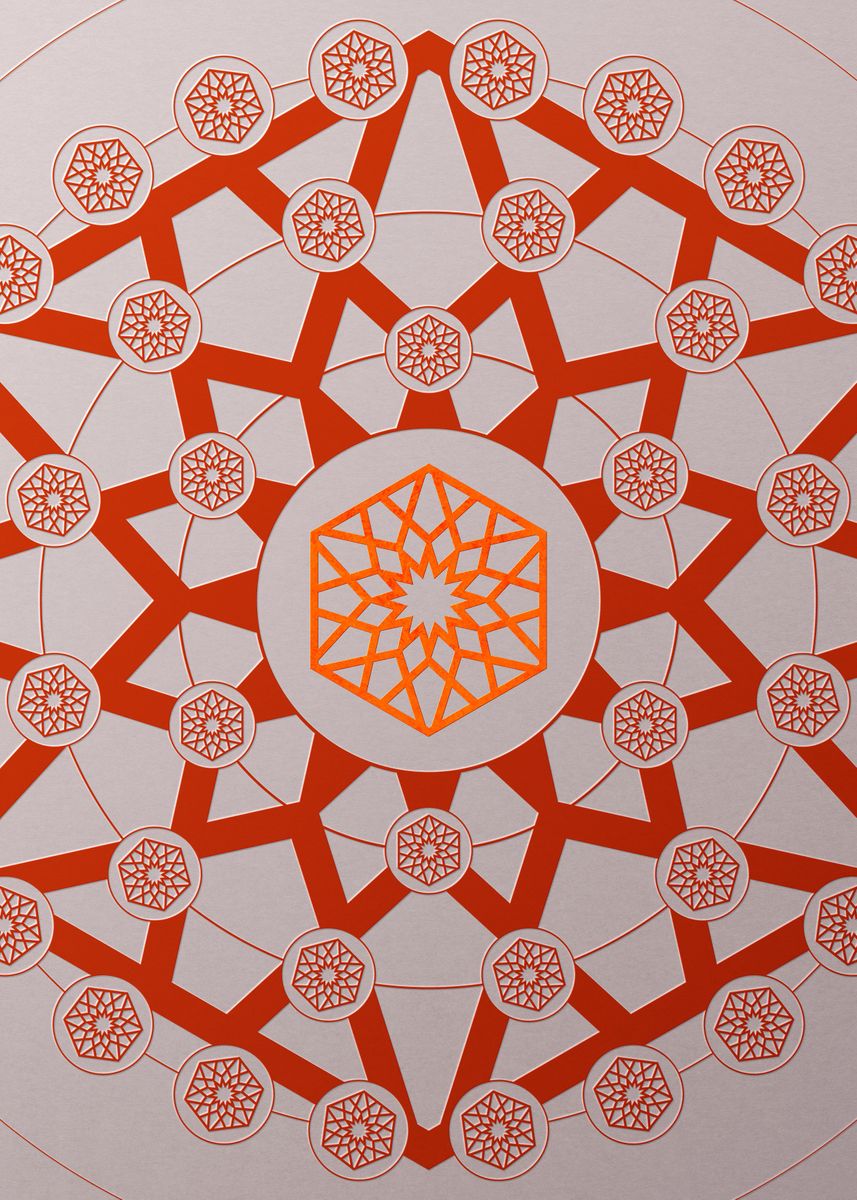 'Red Orange Sacred Geometry' Poster, picture, metal print, paint by ...