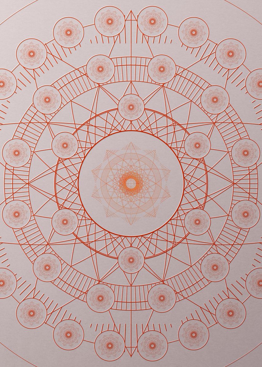 'Red Orange Sacred Geometry' Poster, picture, metal print, paint by ...