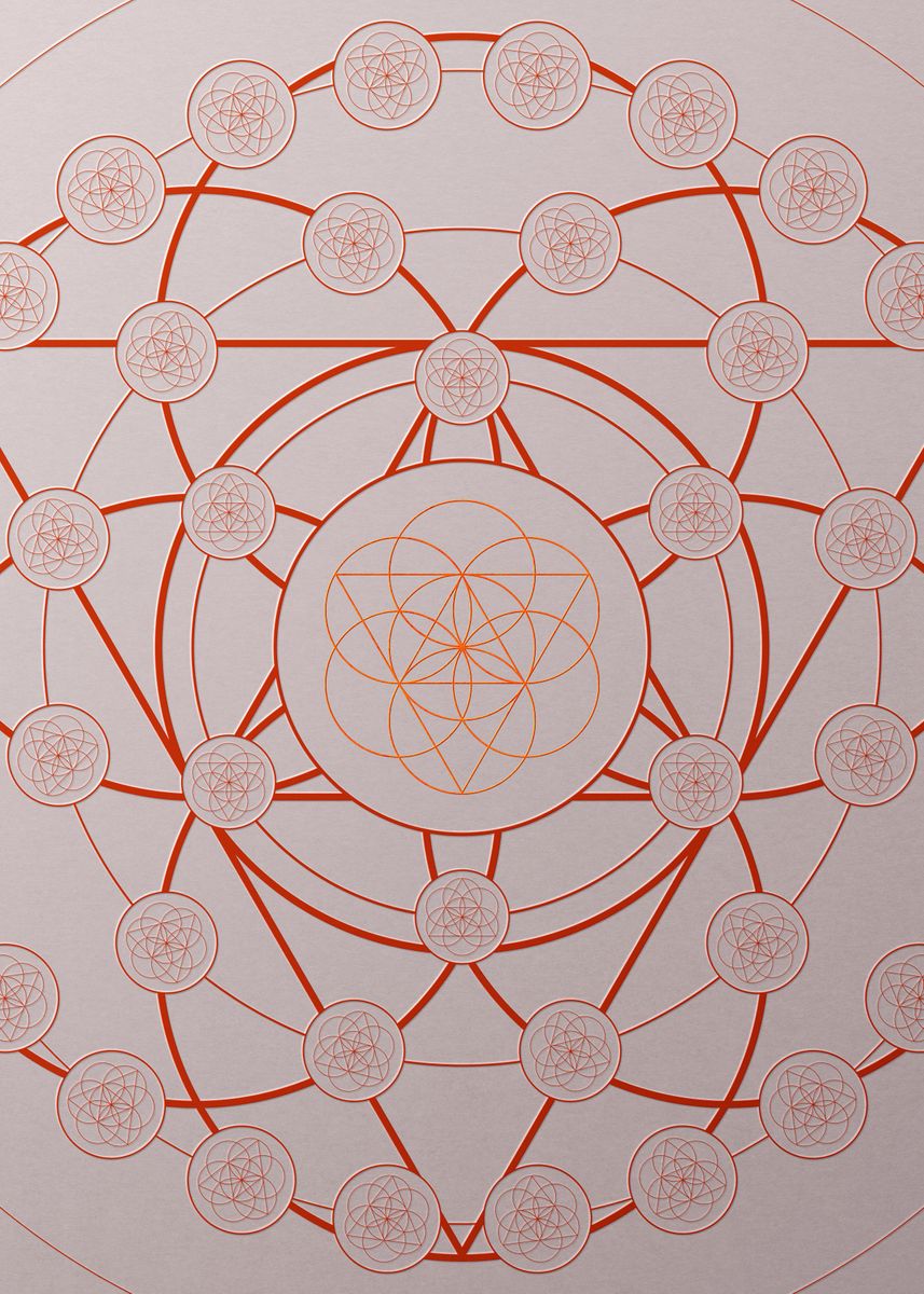'Red Orange Sacred Geometry' Poster, picture, metal print, paint by ...