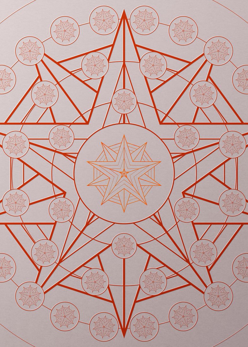 'Red Orange Sacred Geometry' Poster, picture, metal print, paint by ...