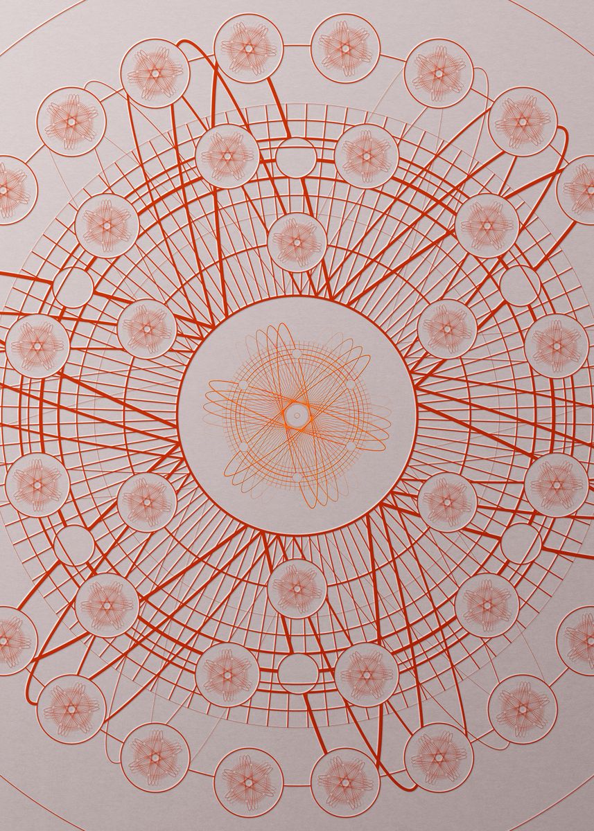 'Red Orange Sacred Geometry' Poster, picture, metal print, paint by ...