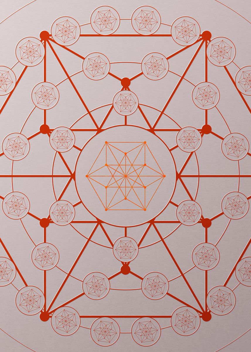 'Red Glyph Mandala Rune Art' Poster, picture, metal print, paint by ...