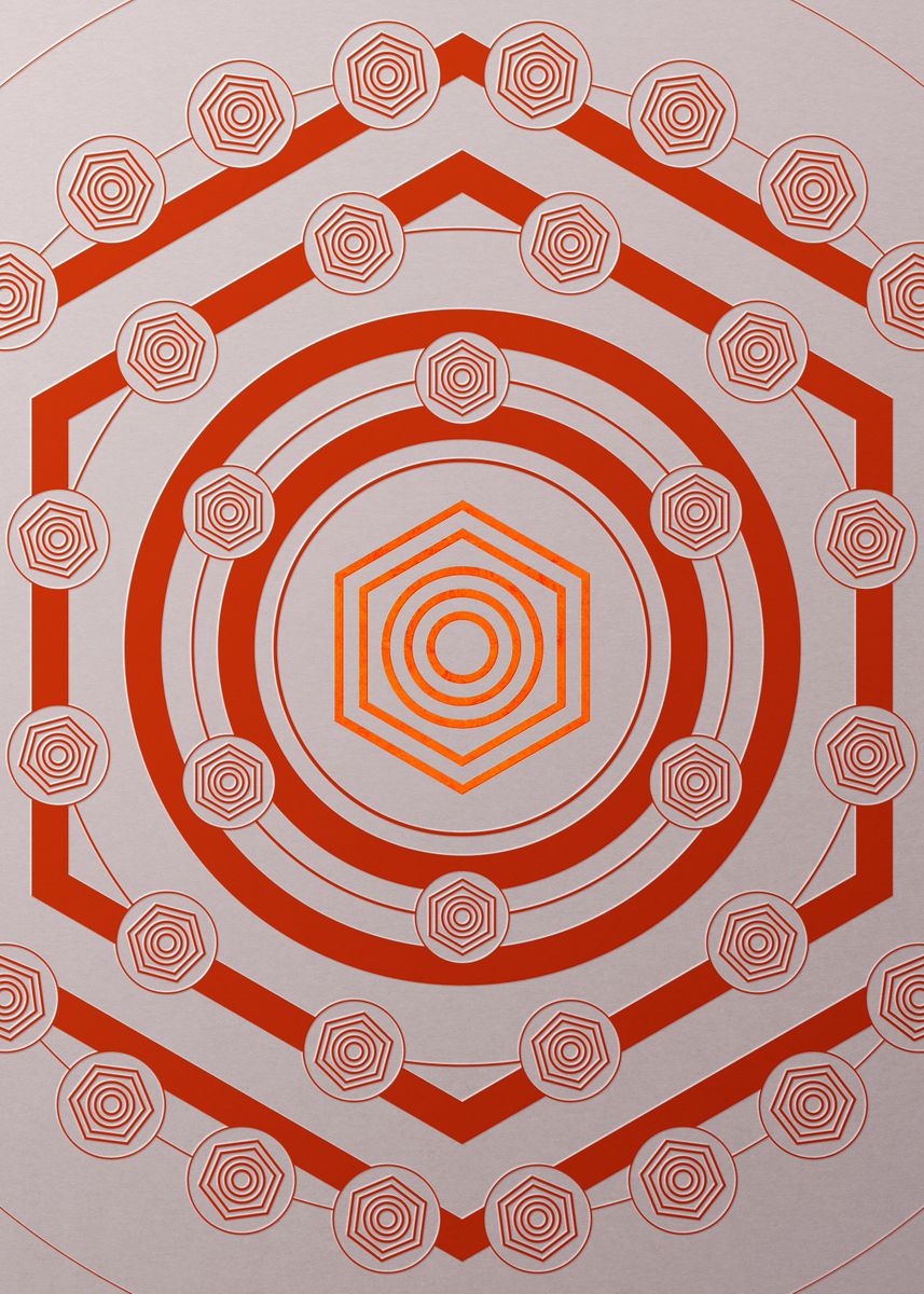 'Red Geometric Glyph Poster' Poster by Holy Rock Design | Displate