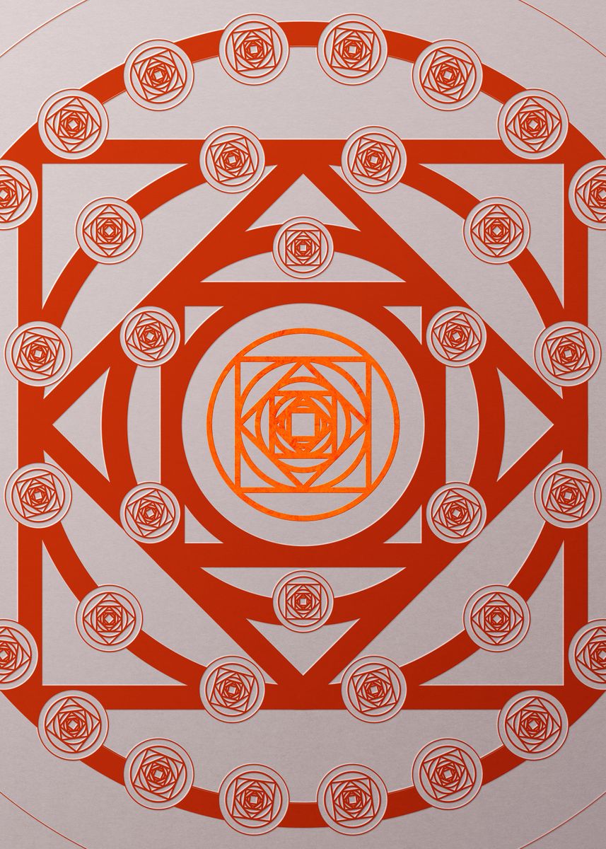 'Red Orange Sacred Geometry' Poster, picture, metal print, paint by ...