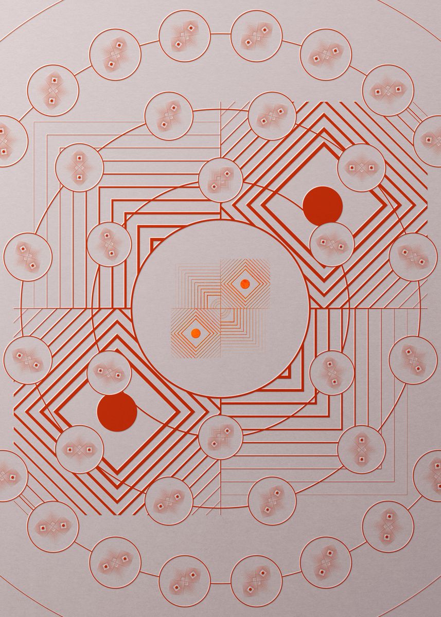 'Red Geometric Glyph Poster' Poster, picture, metal print, paint by ...