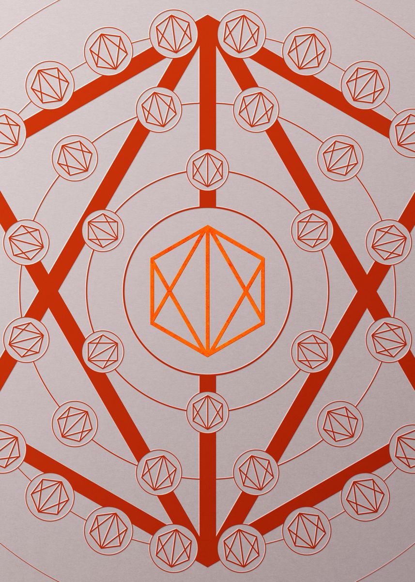 'Red Geometric Glyph Poster' Poster by Holy Rock Design | Displate