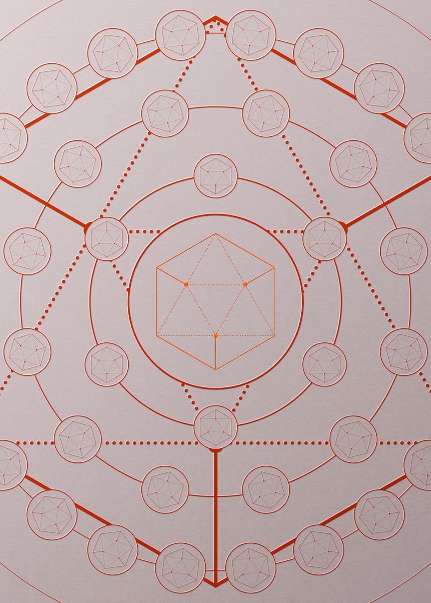 'Red Orange Sacred Geometry' Poster, picture, metal print, paint by ...