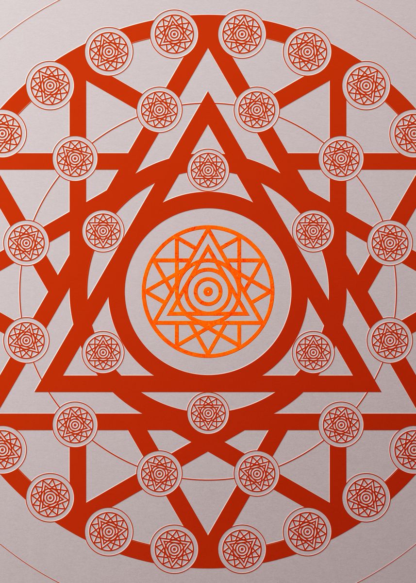 'Red Geometric Glyph Poster' Poster by Holy Rock Design | Displate