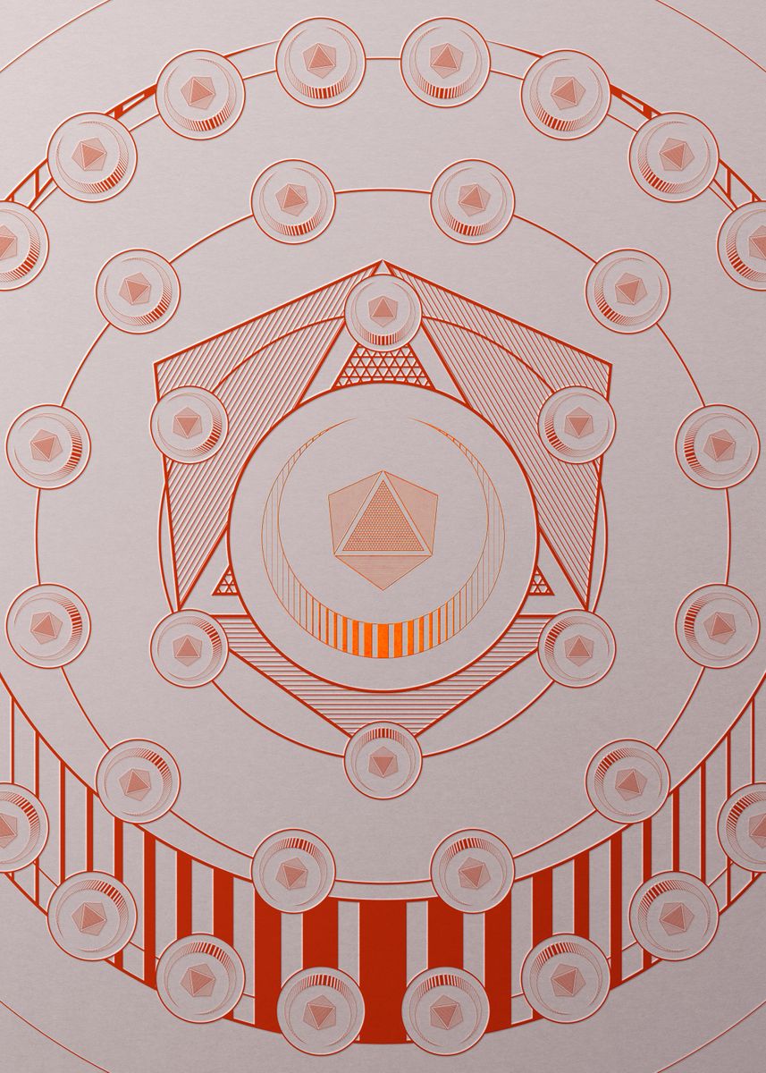'Red Orange Sacred Geometry' Poster, picture, metal print, paint by ...
