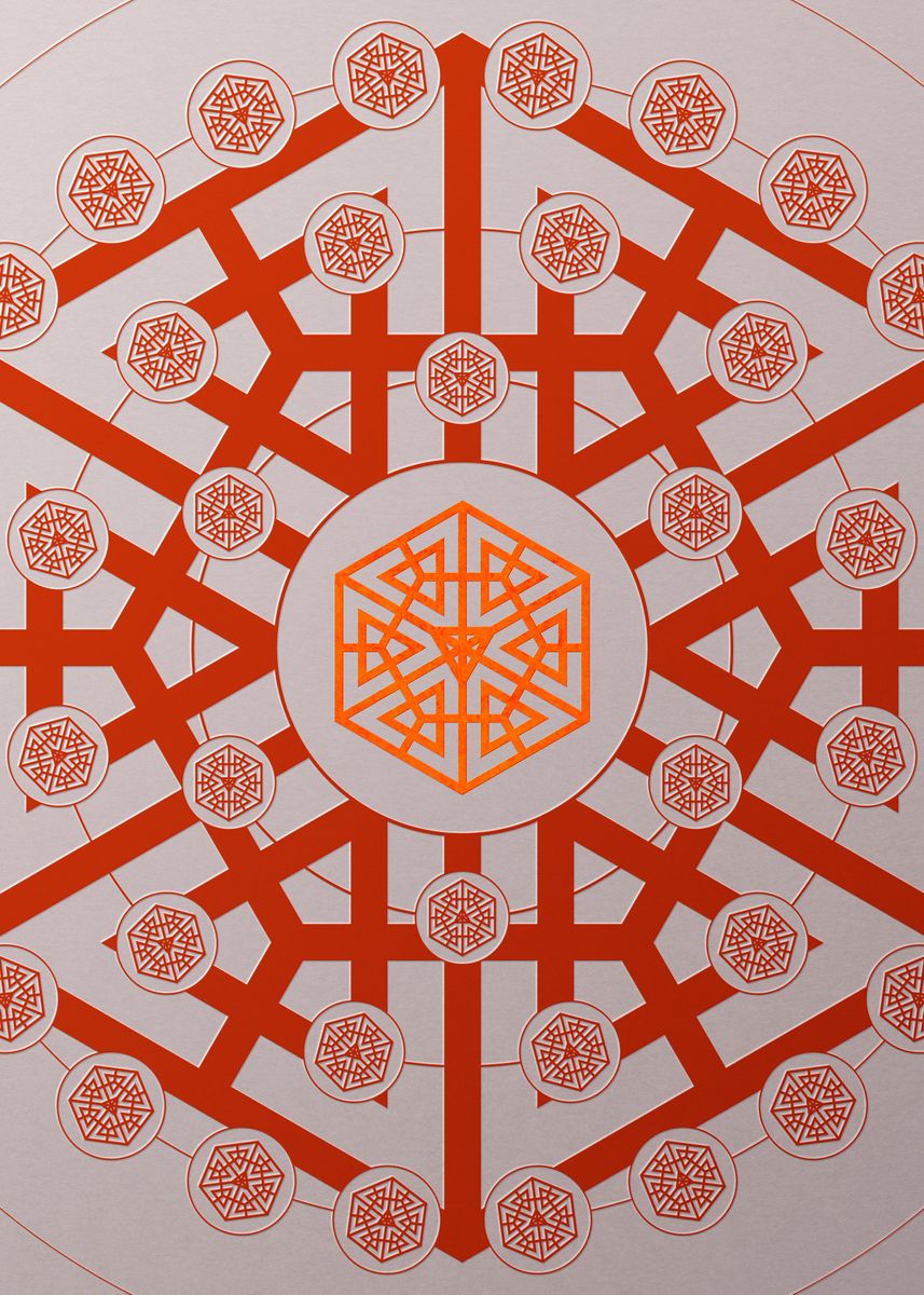 'Red Orange Sacred Geometry' Poster, picture, metal print, paint by ...
