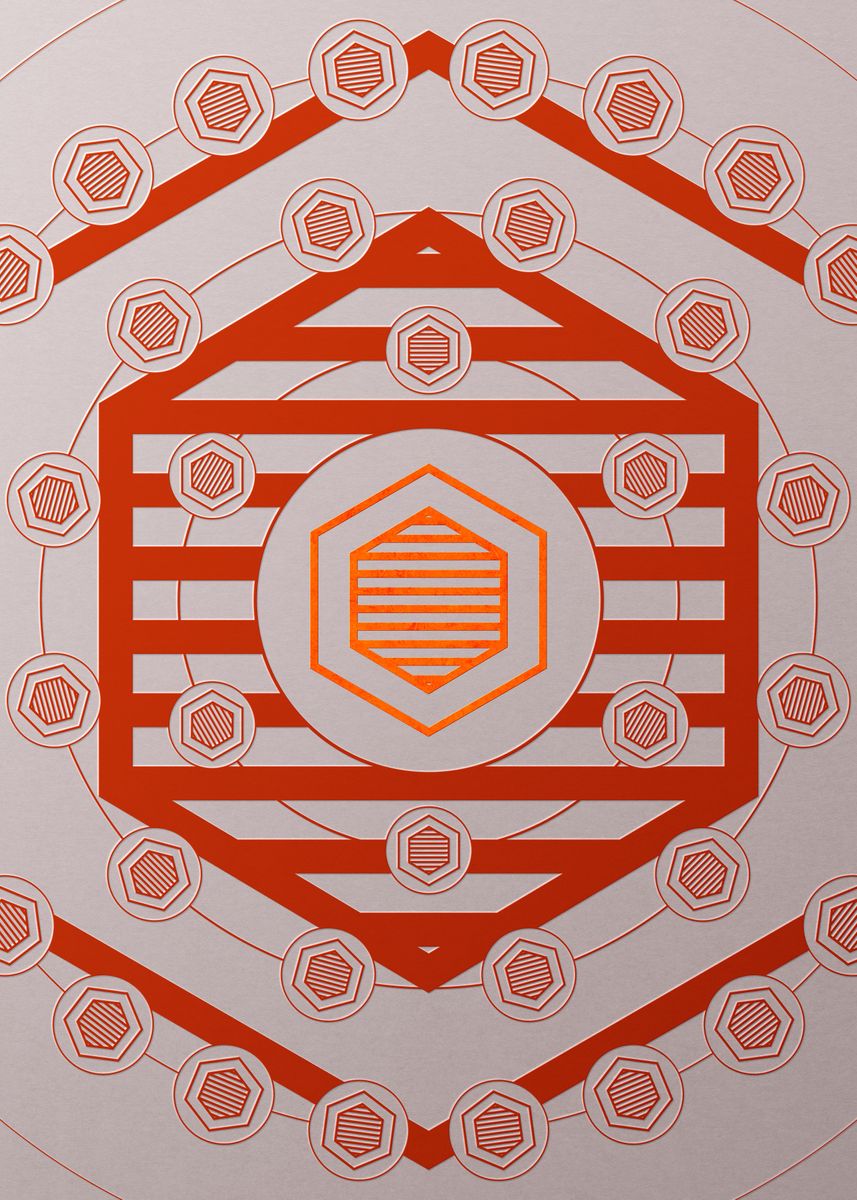 'Red Glyph Mandala Rune Art' Poster by Holy Rock Design | Displate