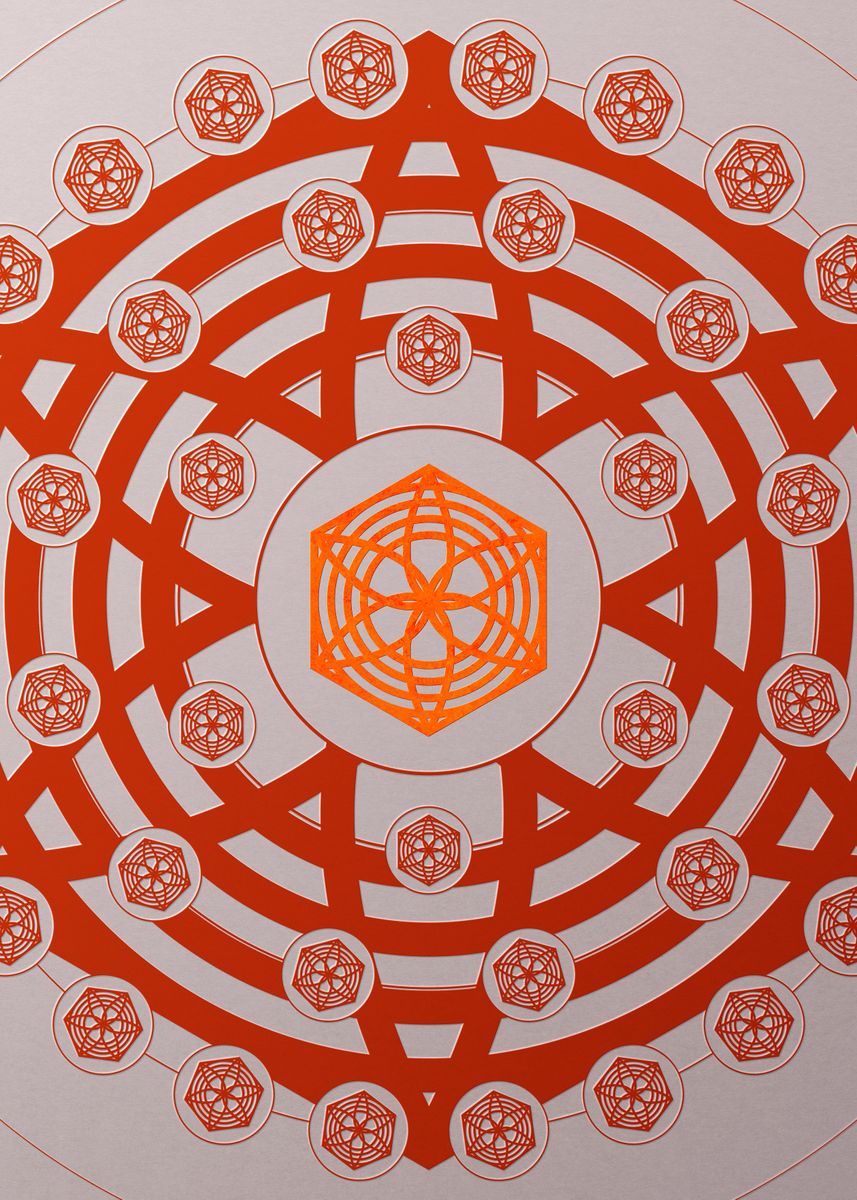 'Red Glyph Mandala Rune Art' Poster by Holy Rock Design | Displate