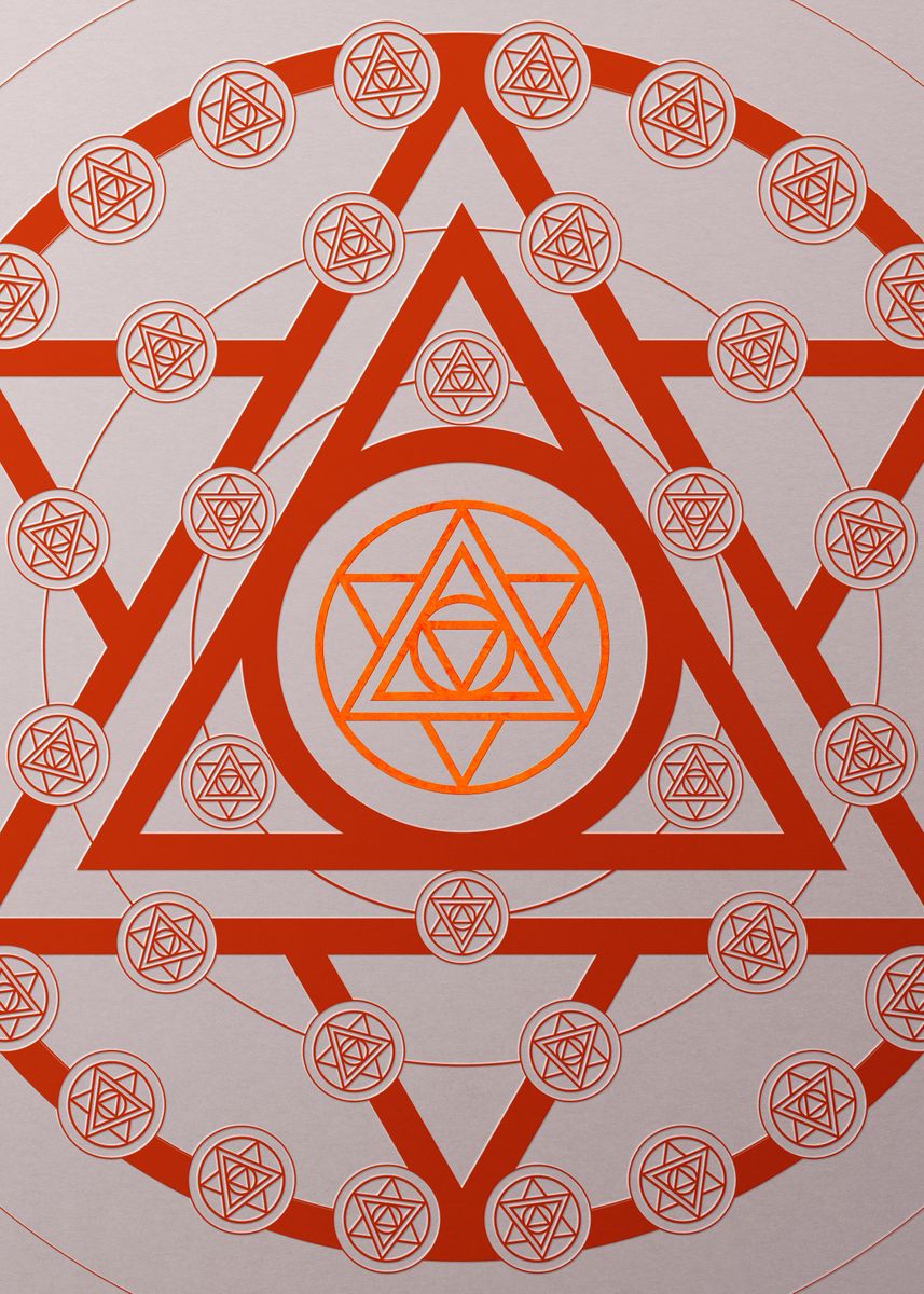 'Red Glyph Mandala Rune Art' Poster, picture, metal print, paint by ...