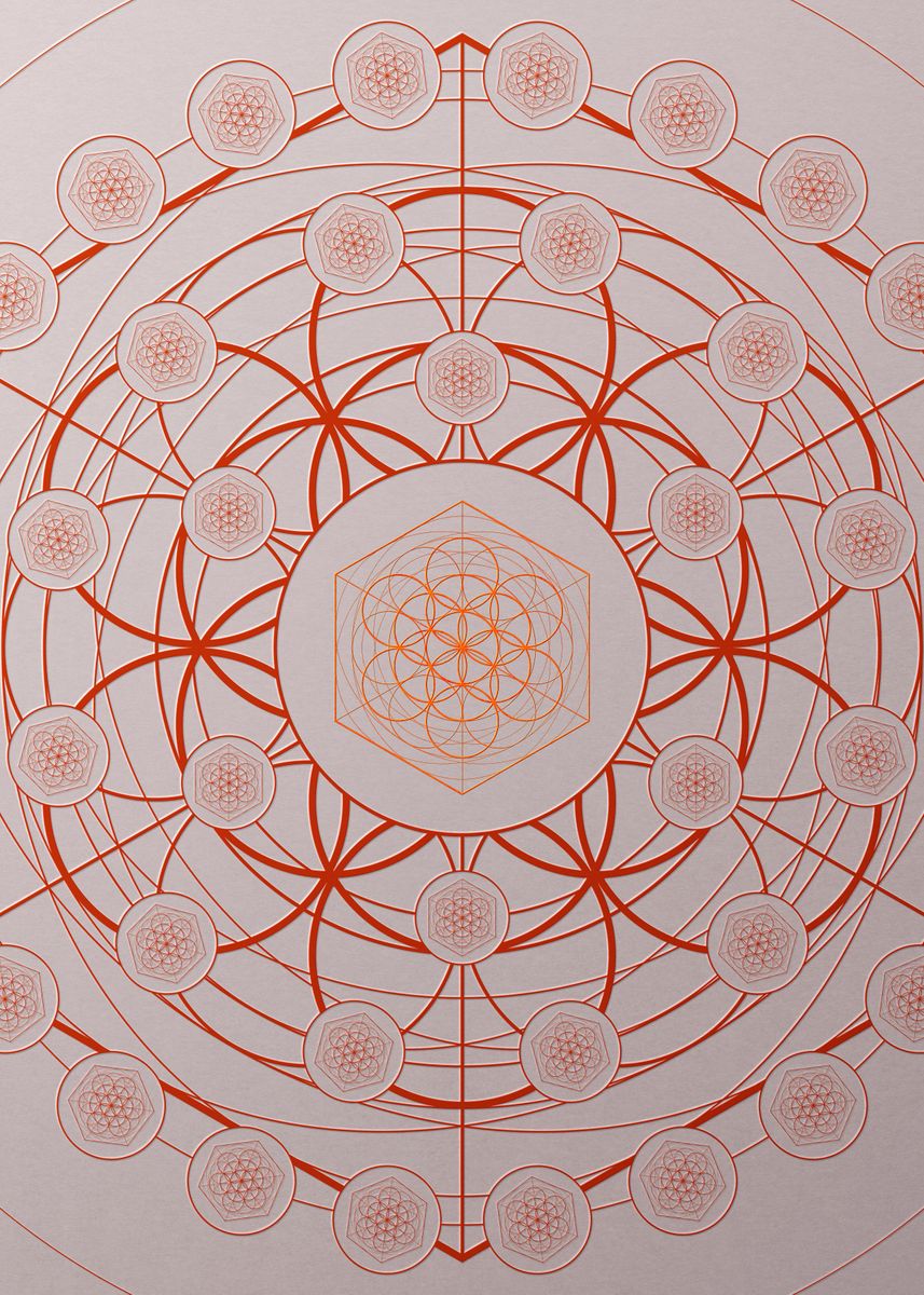 'Red Orange Sacred Geometry' Poster, picture, metal print, paint by ...