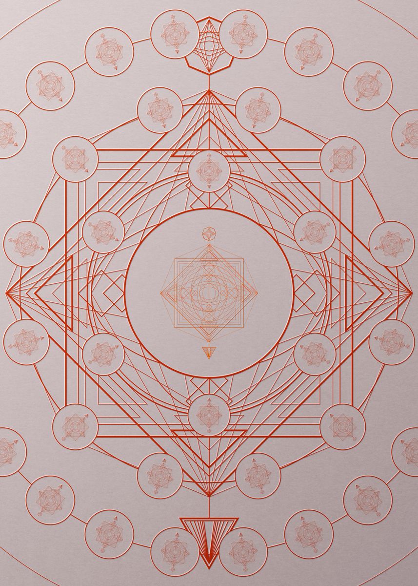 'Red Orange Sacred Geometry' Poster, picture, metal print, paint by ...