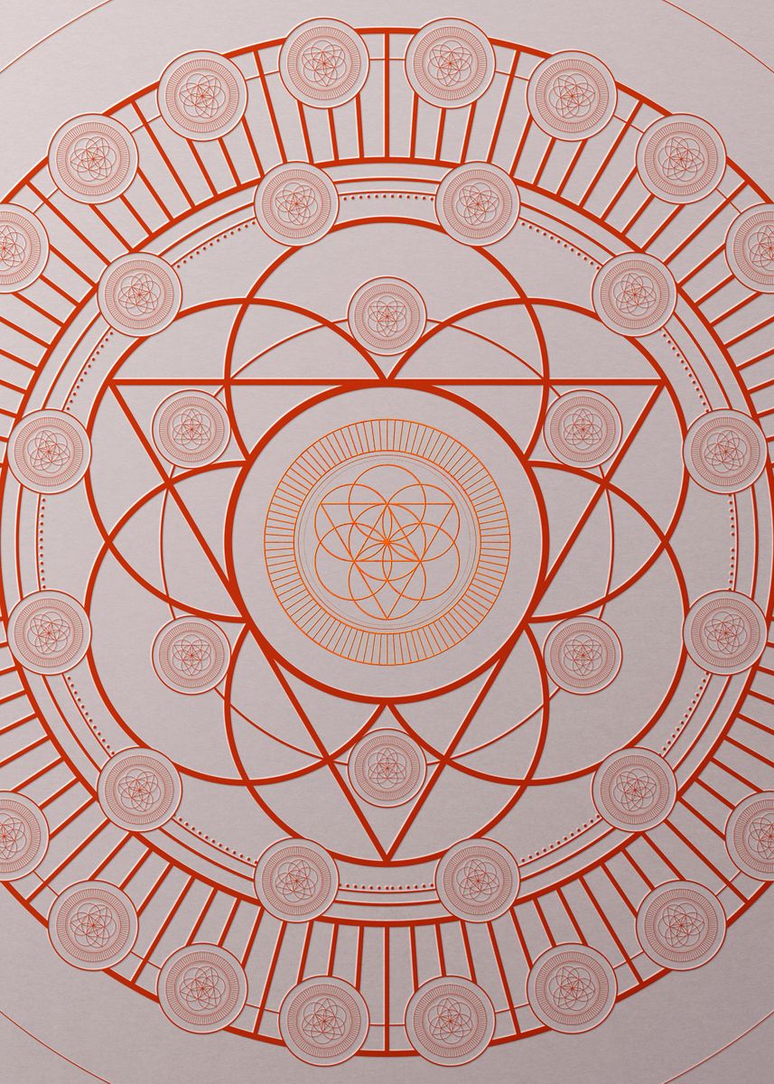 'Red Orange Sacred Geometry' Poster, picture, metal print, paint by ...