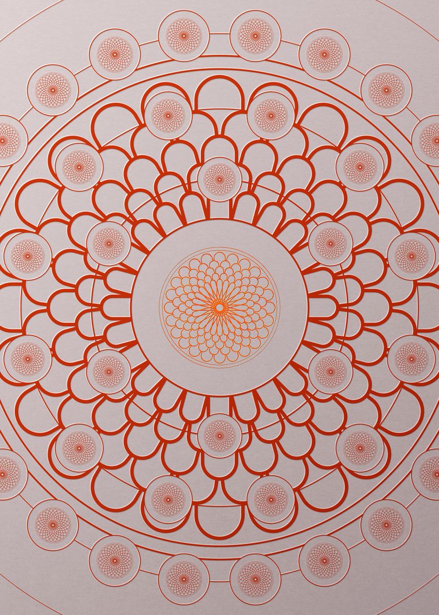 'Red Orange Sacred Geometry' Poster, picture, metal print, paint by ...