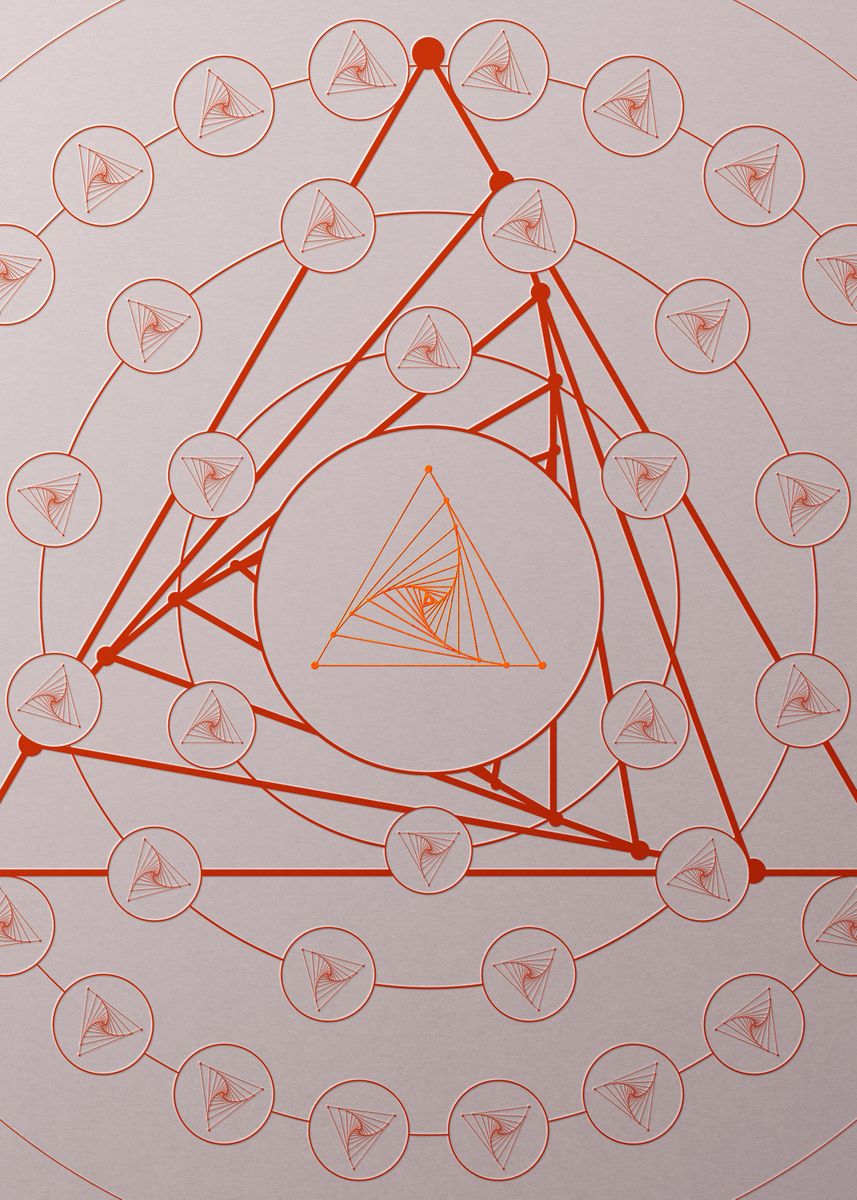 'Red Orange Sacred Geometry' Poster, picture, metal print, paint by ...