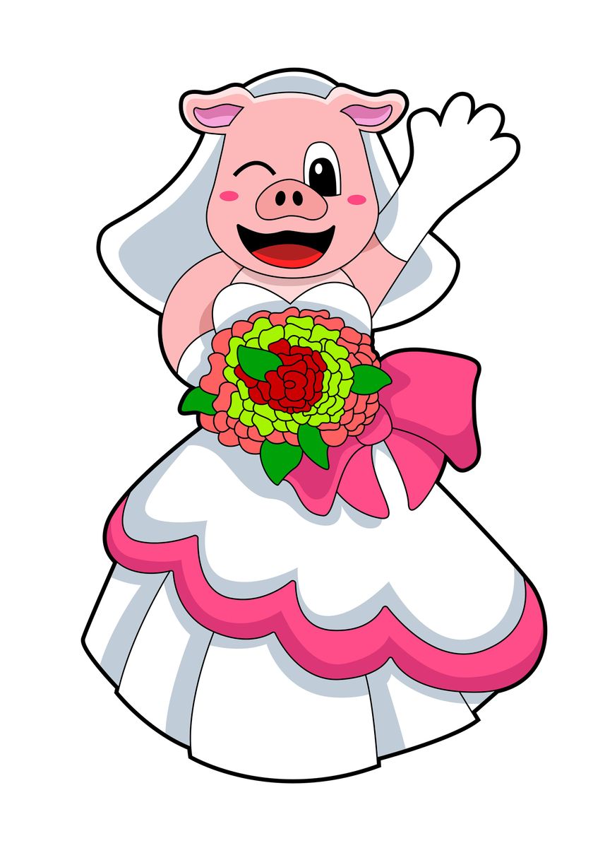 'Pig Bride Wedding dress' Poster, picture, metal print, paint by Markus ...