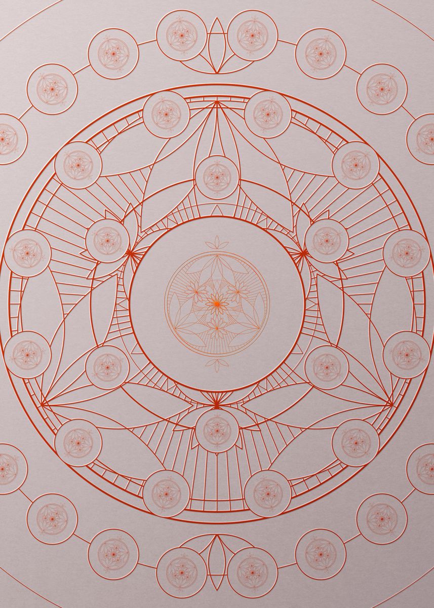 'Red Orange Sacred Geometry' Poster, picture, metal print, paint by ...