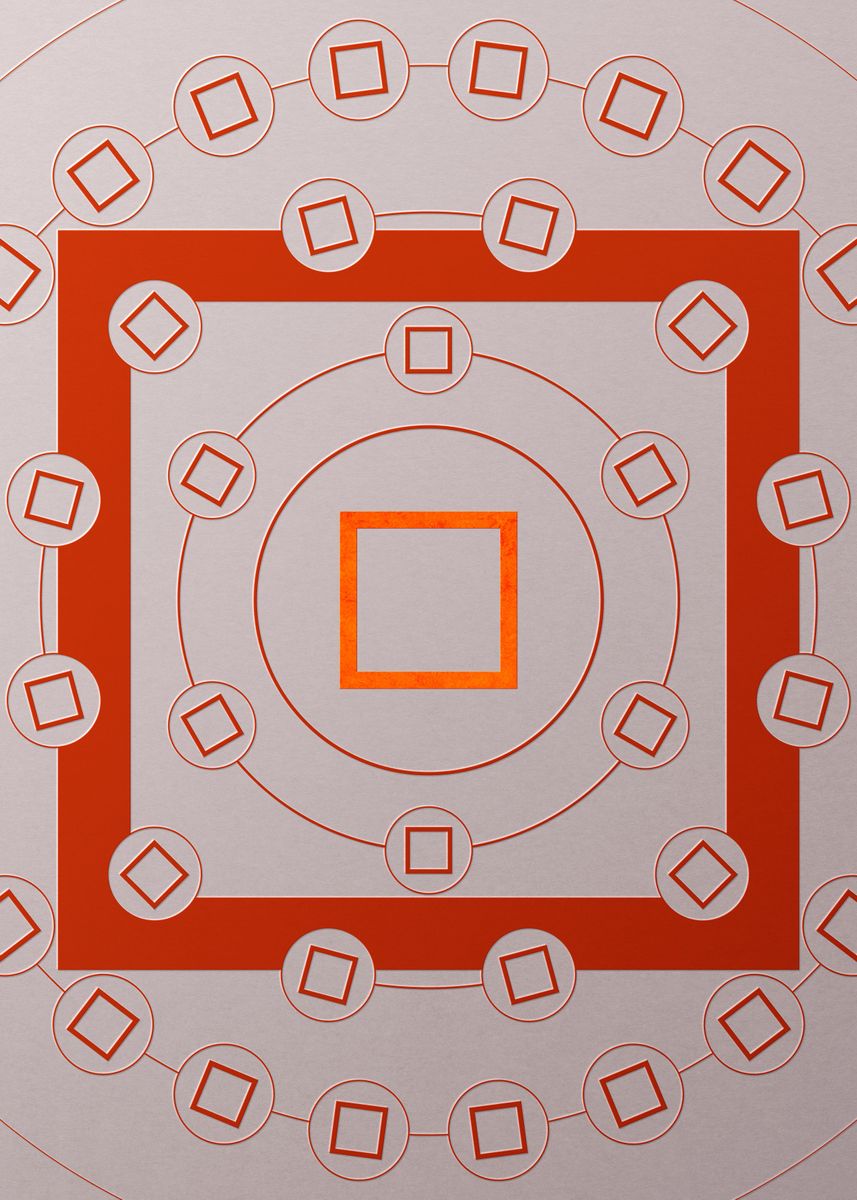 'Red Orange Sacred Geometry' Poster, picture, metal print, paint by ...