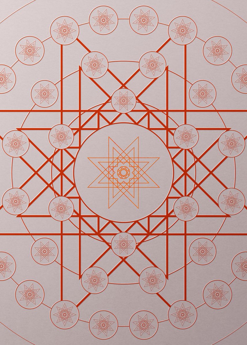 'Red Orange Sacred Geometry' Poster, picture, metal print, paint by ...