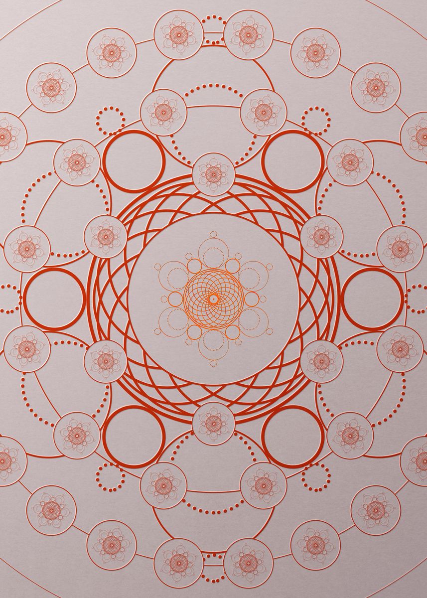 'Red Orange Sacred Geometry' Poster, picture, metal print, paint by ...