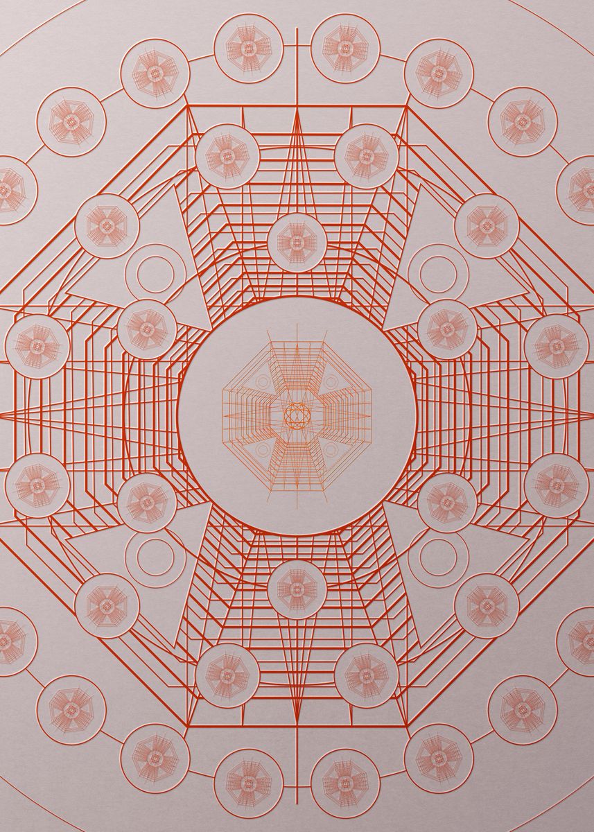 'Red Orange Sacred Geometry' Poster by Holy Rock Design | Displate