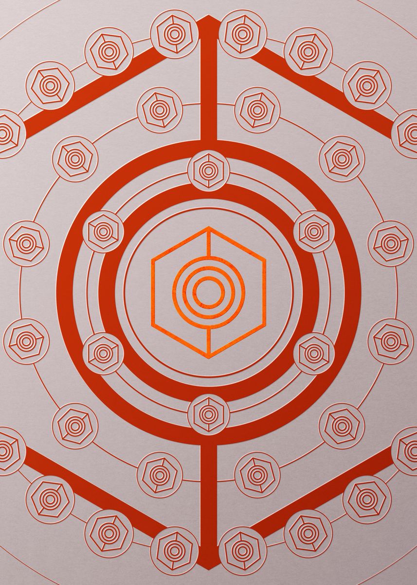 'Red Geometric Glyph Poster' Poster, picture, metal print, paint by ...
