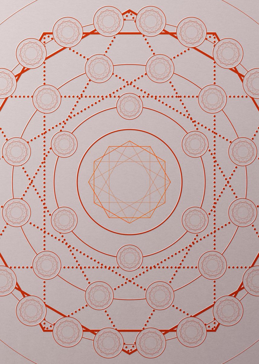 'Red Orange Sacred Geometry' Poster, picture, metal print, paint by ...